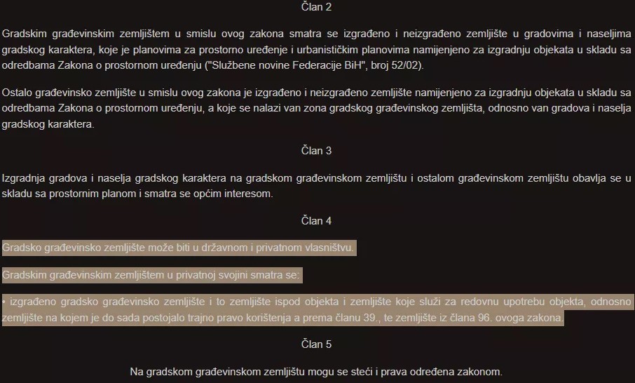 Šta donosi novi zakon o građevinskom zemljištu FBIH?